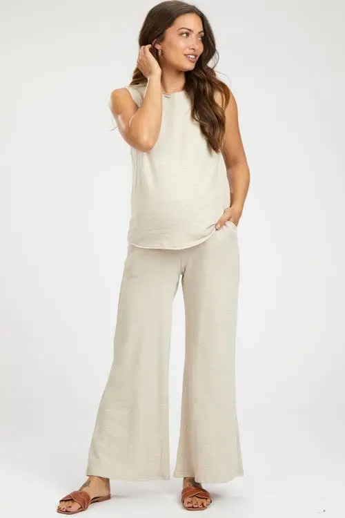 PINKBLUSH Slub Knit Maternity Pants Set