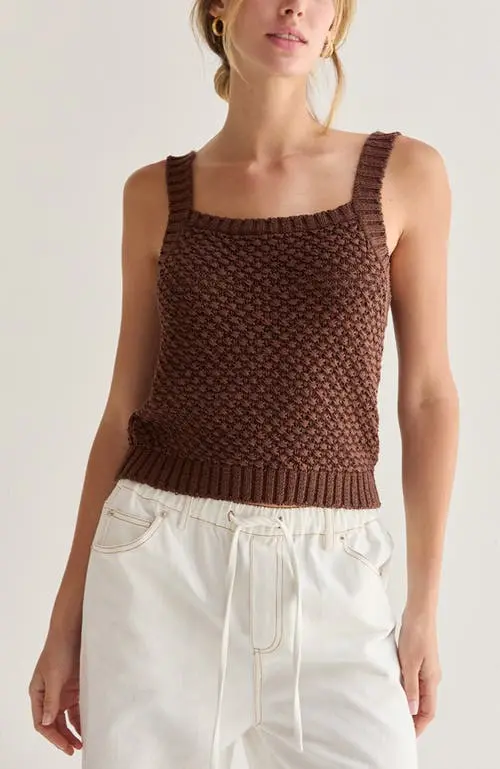 CRESCENT Basket Weave Knit Cardigan Tank Two Piece Set