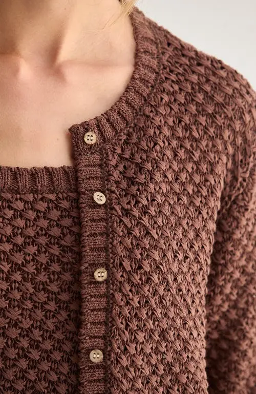CRESCENT Basket Weave Knit Cardigan Tank Two Piece Set