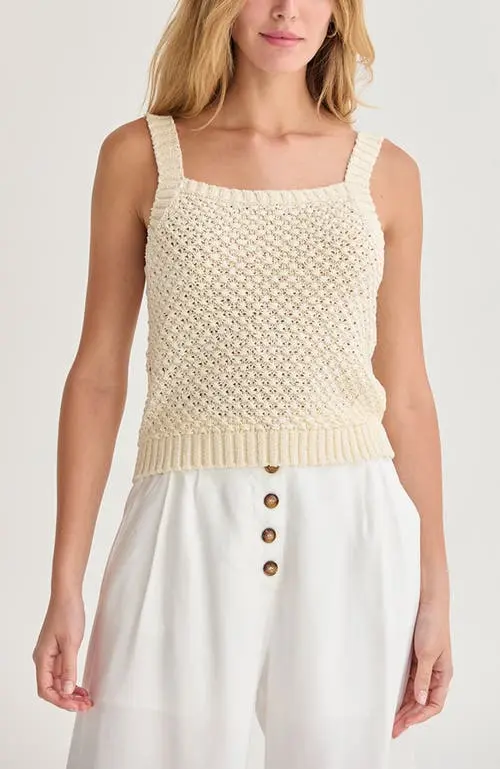 CRESCENT Basket Weave Knit Cardigan Tank Two Piece Set - Cream