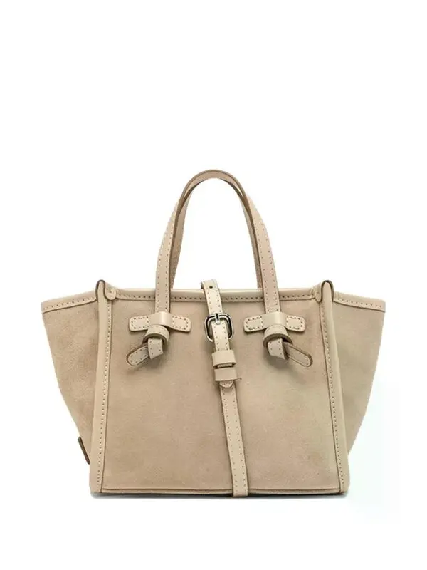 GIANNI CHIARINI Miss Marcella Suede Tote - Neutrals