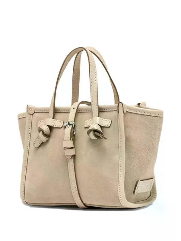 GIANNI CHIARINI Miss Marcella Suede Tote - Neutrals