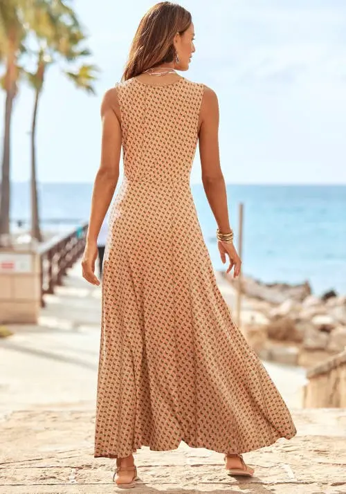 LASCANA Sleeveless Maxi Dress With Knot Detail