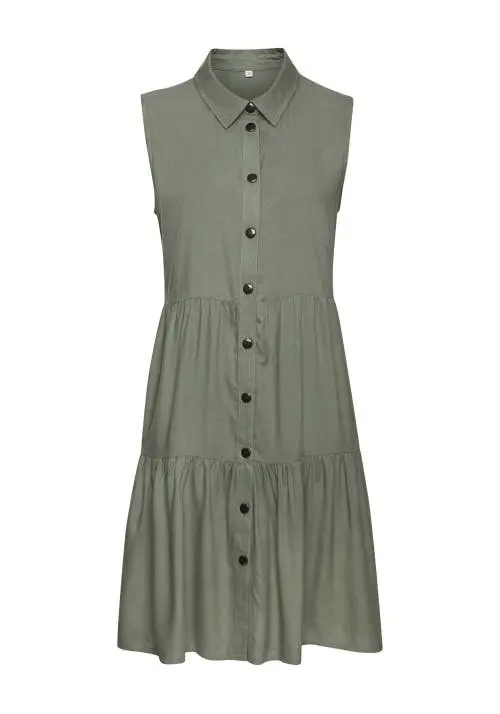 LASCANA Sleeveless Tiered Shirt Dress
