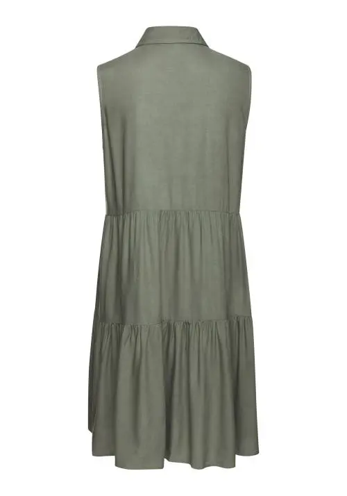 LASCANA Sleeveless Tiered Shirt Dress