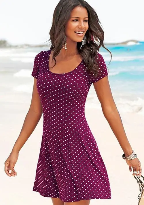LASCANA Polka Dot Print Midi Dress