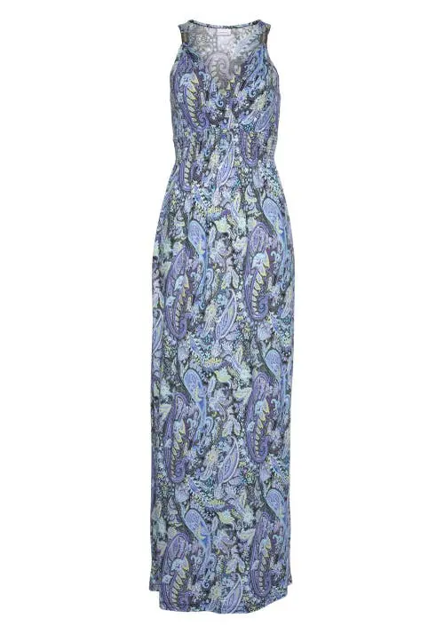 LASCANA Paisley Print V-neck Maxi Dress
