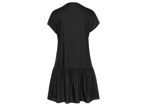 LASCANA Notch Neckline Flounce Hem Shift Dress - Black