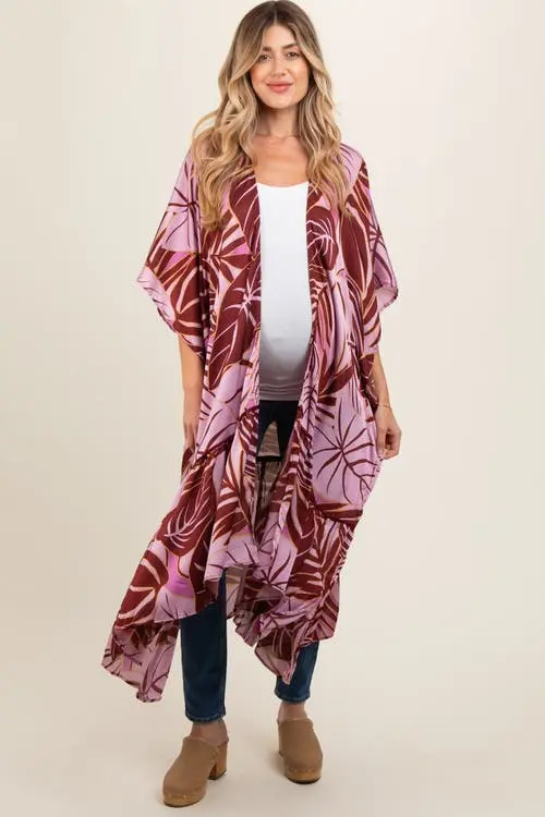 PINKBLUSH Tropical Print Long Cover Up - Lavender