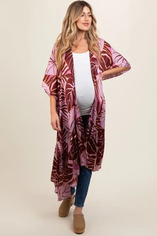 PINKBLUSH Tropical Print Long Cover Up