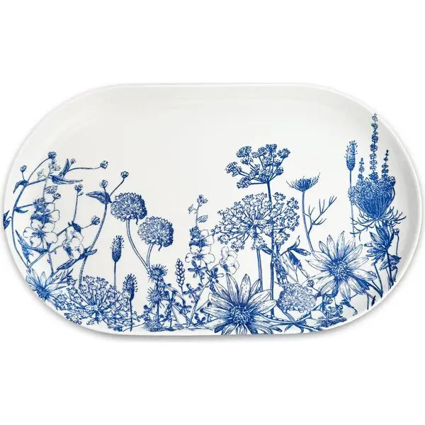 CASKATA Summer S Large Coupe Oval Platterporcelain - Blue