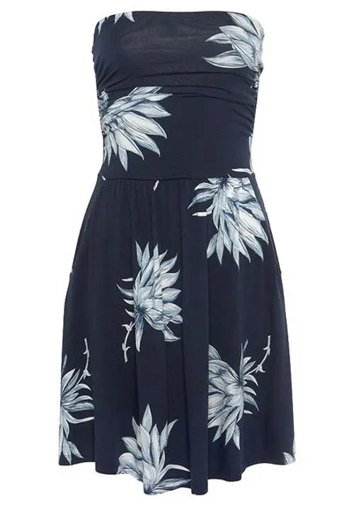 LASCANA Strapless Printed Fit & Flare Mini Dress