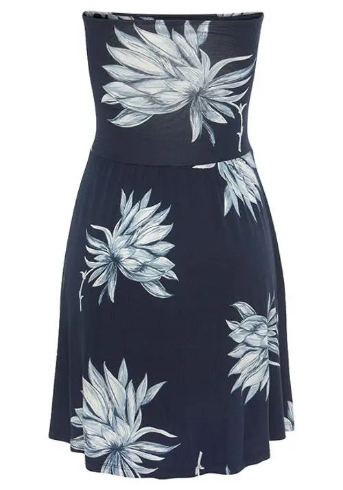 LASCANA Strapless Printed Fit & Flare Mini Dress