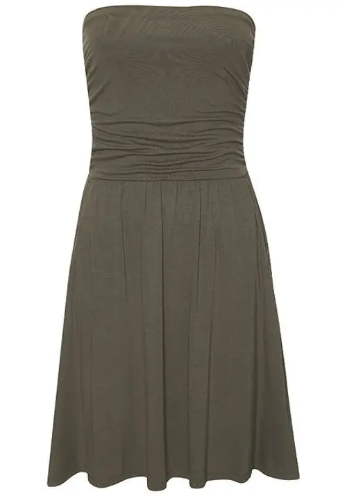 LASCANA Printed Strapless Fit And Flare Short Dress - Olive