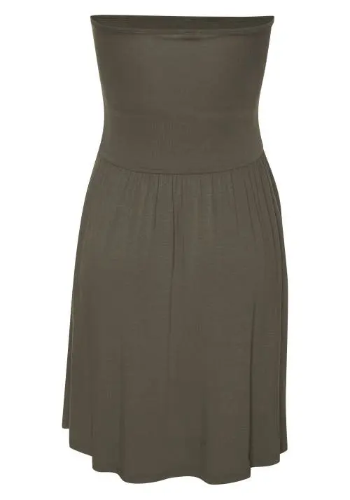 LASCANA Strapless Printed Fit & Flare Mini Dress - Olive