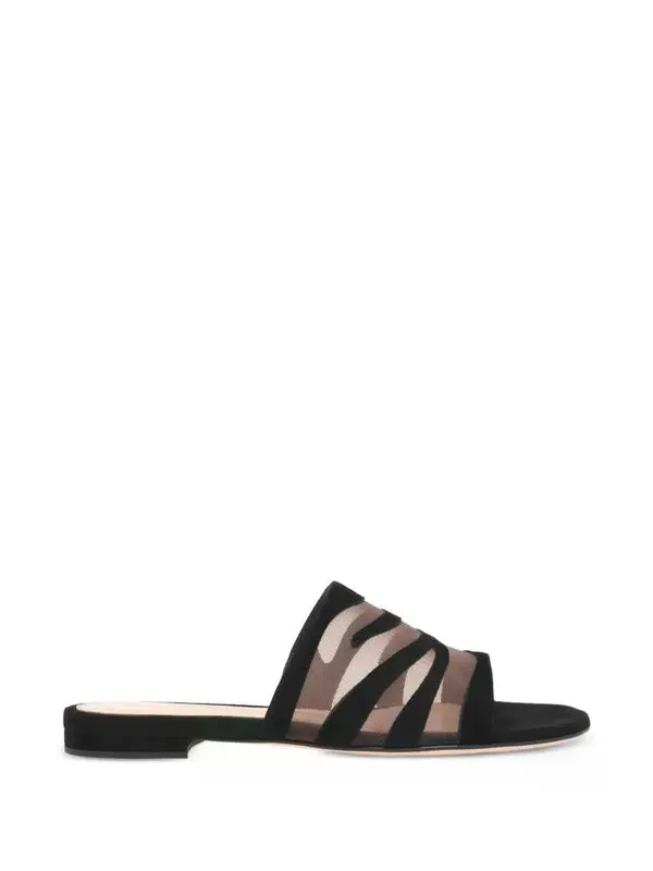 GIANVITO ROSSI Tigra Open Toe Slippers - Black