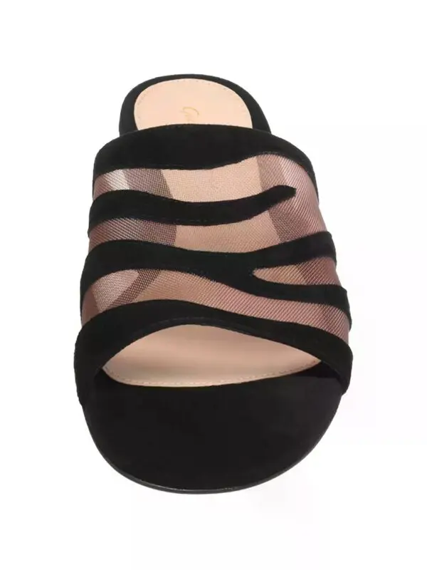 GIANVITO ROSSI Tigra Open Toe Slippers - Black