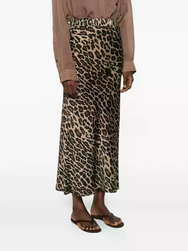 BAZAR DELUXE Leopard-pattern Midi Skirt