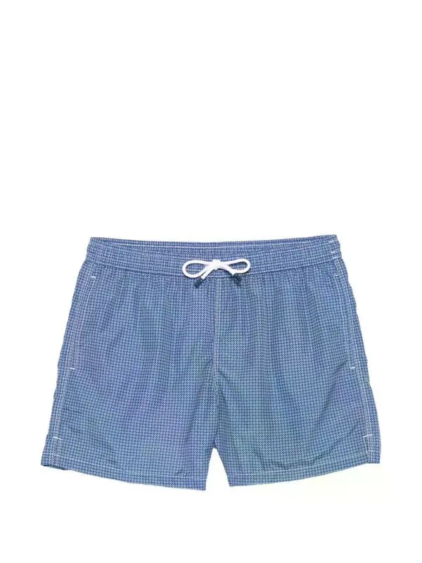 Fedeli Patterned Swim Shorts - Blue