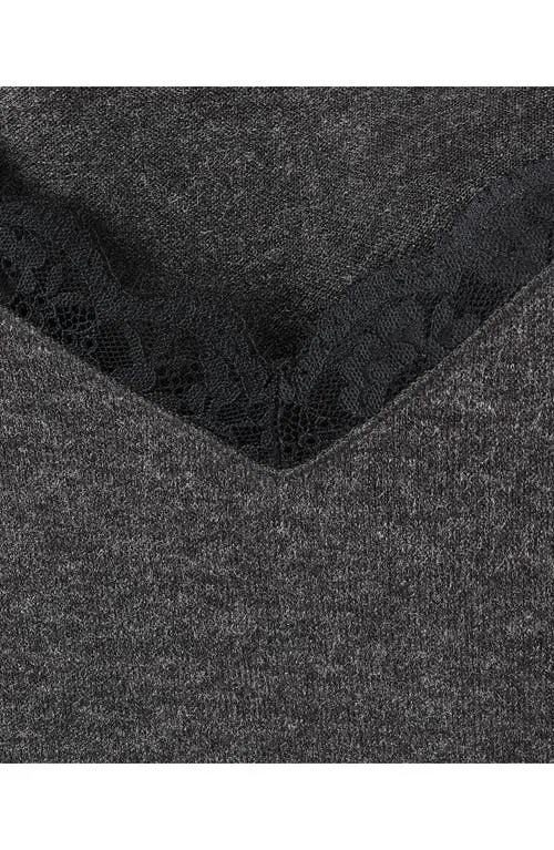Mango Lace Trim Long Sleeve Top