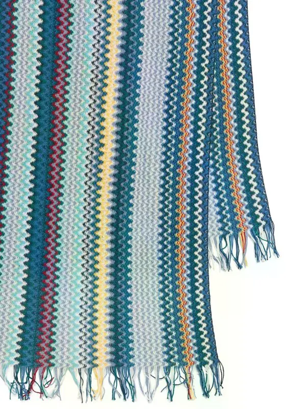Missoni Zig-zag Fringed Scarf - Blue