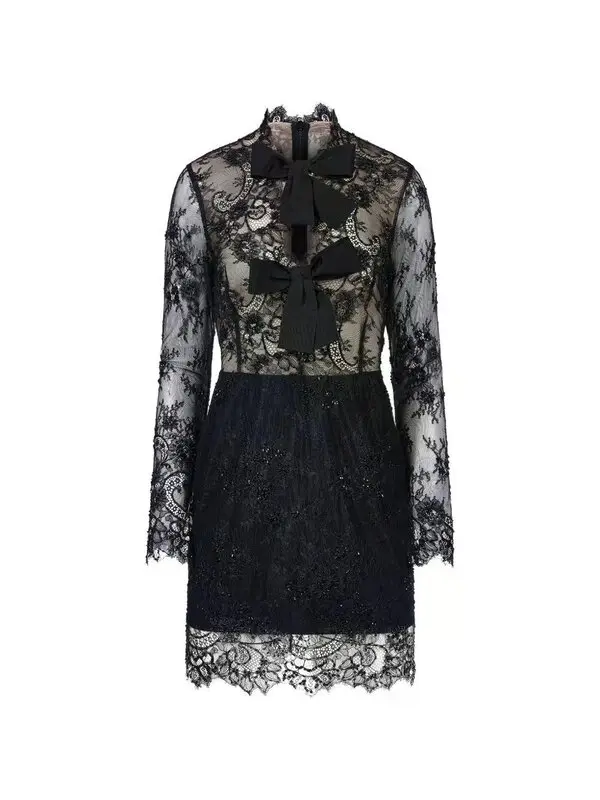 MIA PECULIAR Lace Bow-embellished Mini Dress
