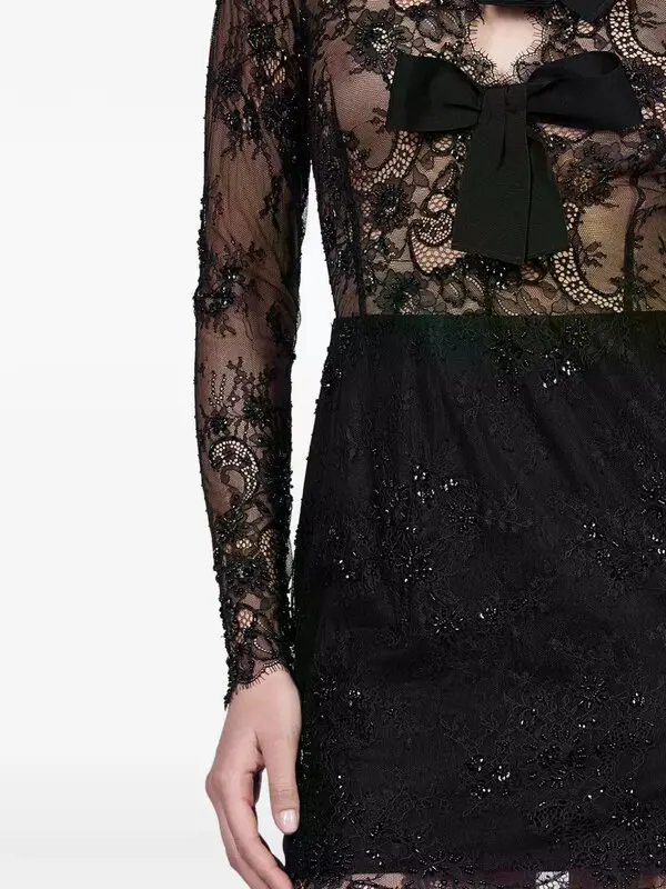 MIA PECULIAR Lace Bow-embellished Mini Dress