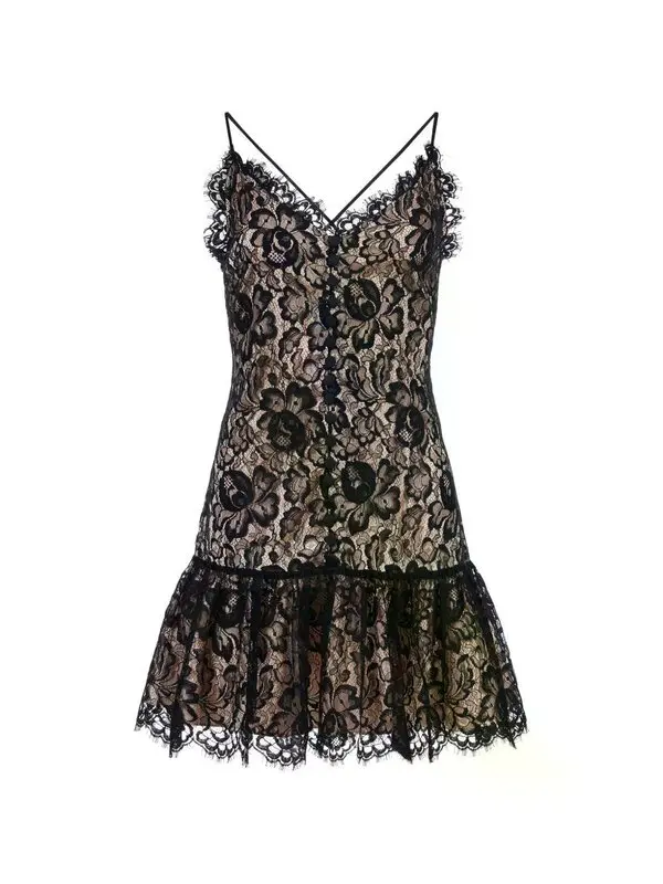 MIA PECULIAR Lace Mini Dress With Button Detail