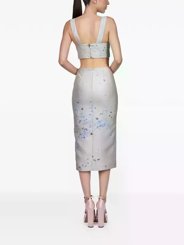 MIA PECULIAR Brocade Split Hem Midi Skirt