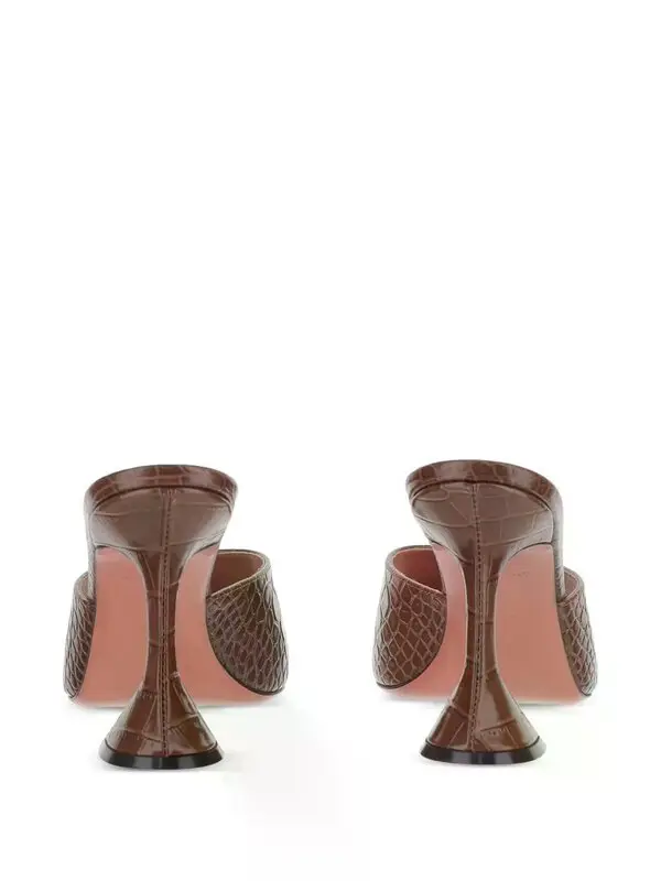 Amina Muaddi Lupita Embossed Slipper Mules - Brown