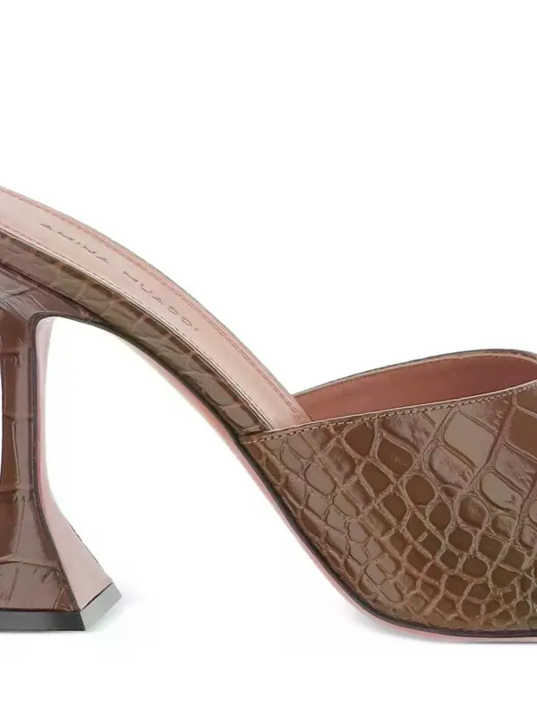 Amina Muaddi Lupita Embossed Slipper Mules - Brown