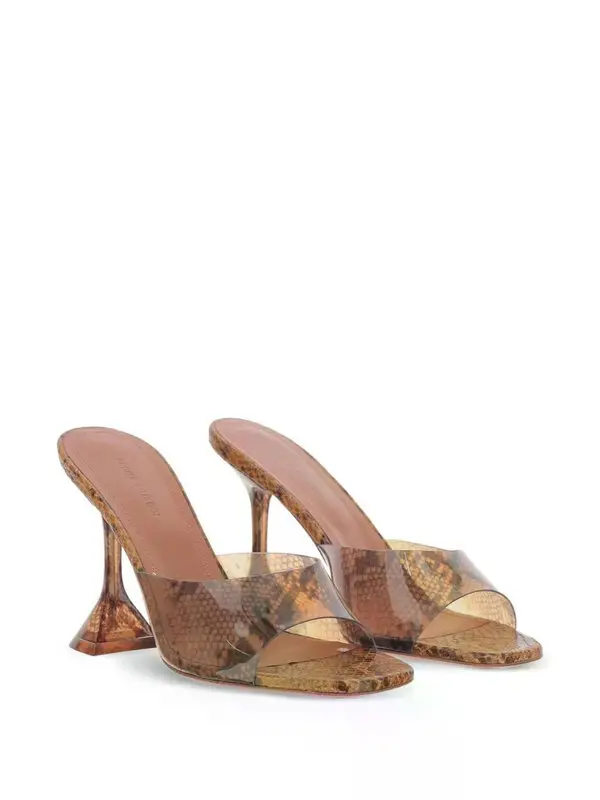Amina Muaddi Lupita Glass Slipper Mules - Brown