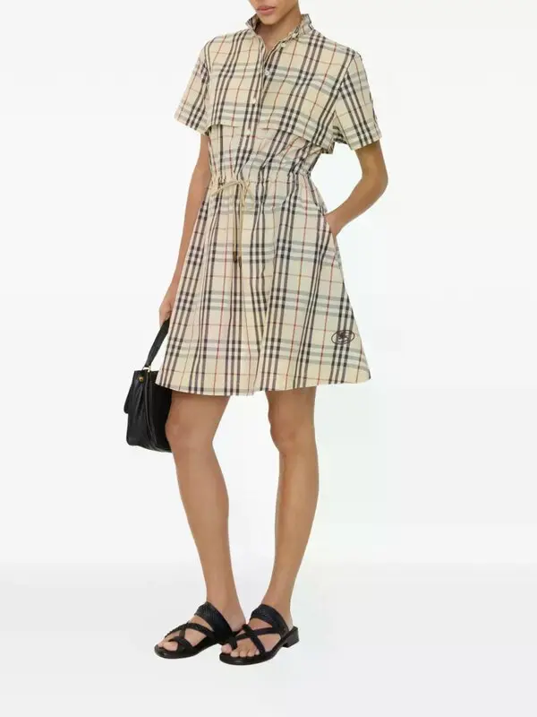 Burberry Check Cotton Shirt Dress - Neutrals