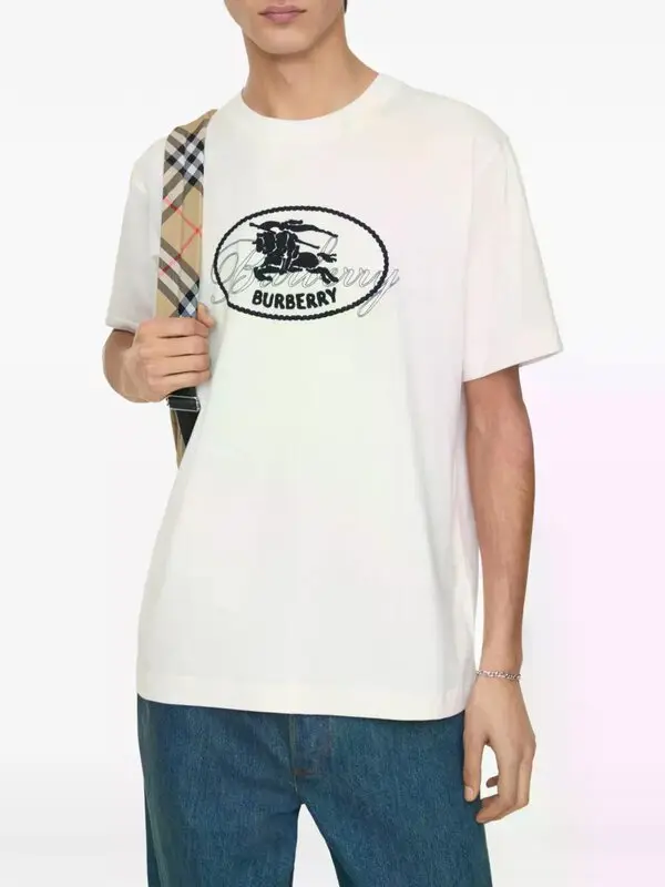 Burberry Knight Stamp Cotton T-shirt - Neutrals