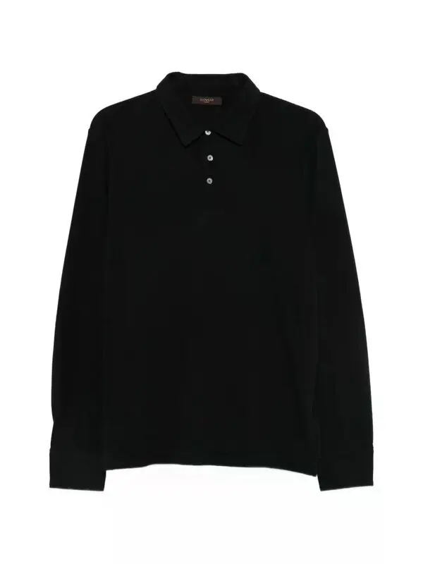 ZANONE Long-sleeve Polo Shirt - Black