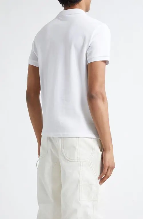 AMI Paris De Coeur Embroidered Cotton Piqué Polo - Blanc