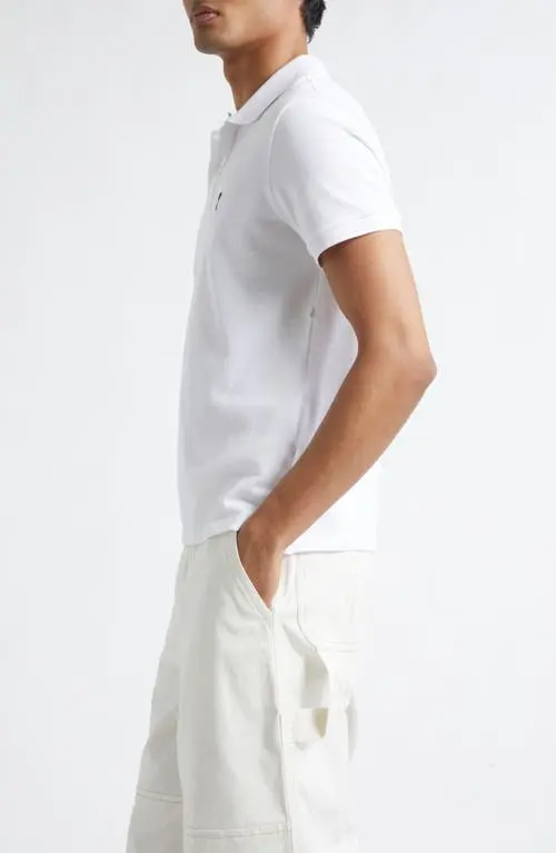 AMI Paris De Coeur Embroidered Cotton Piqué Polo - Blanc