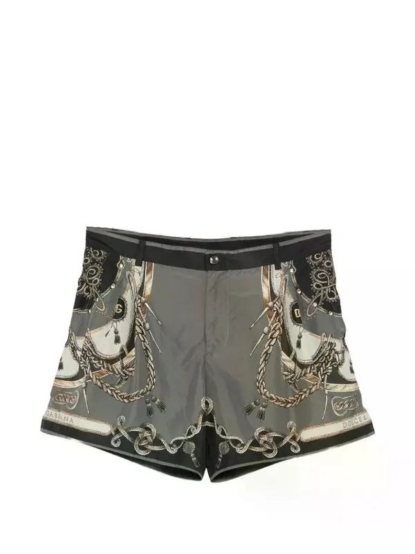 Dolce & Gabbana Graphic-print Swim Shorts - Green