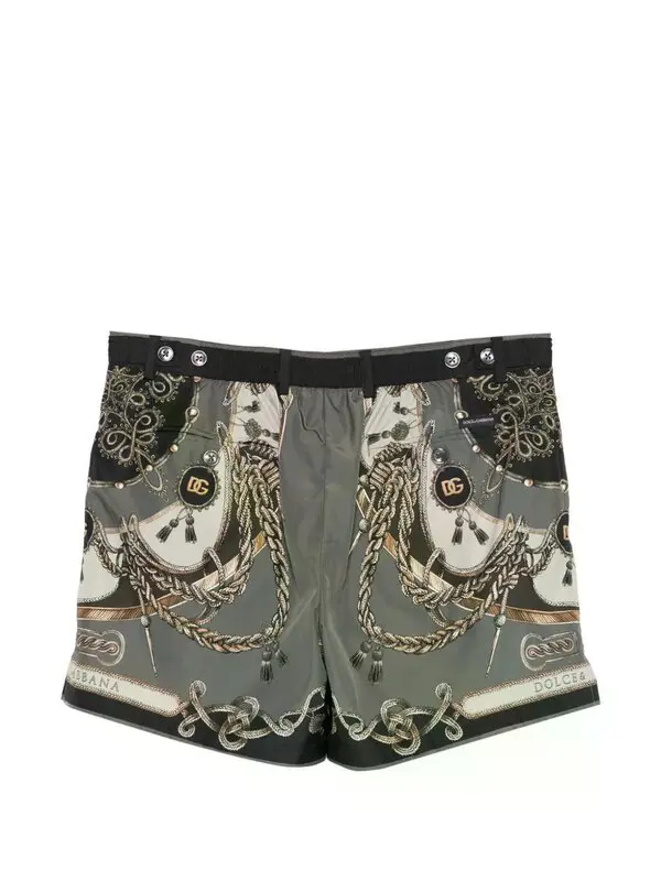 Dolce & Gabbana Graphic-print Swim Shorts - Green