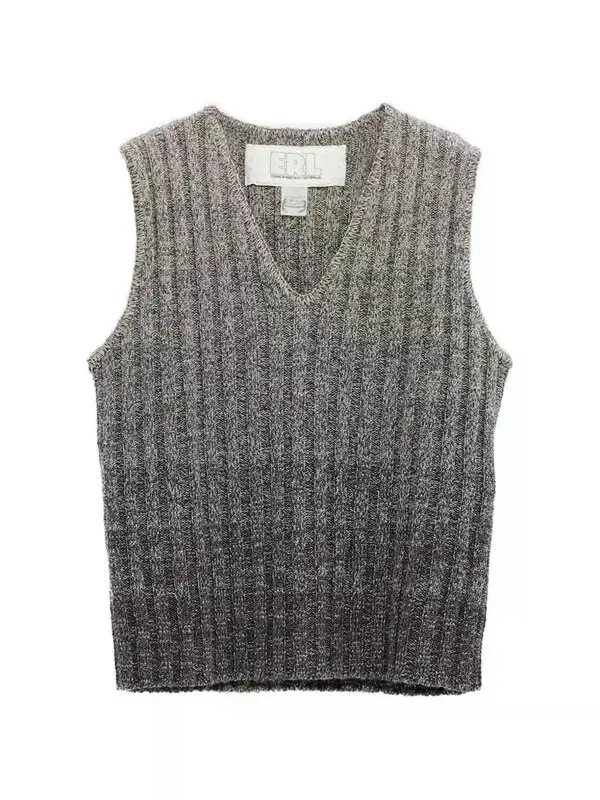 ERL V-neck Ribbed Top - Grey