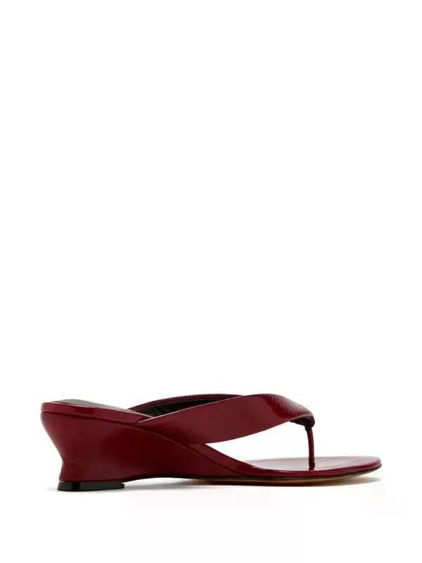 Le Monde Beryl Leather Wedge Sandals - Red