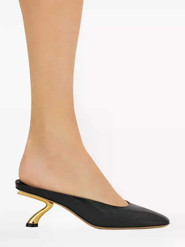 FERRAGAMO Sculptural Heel Mules - Black