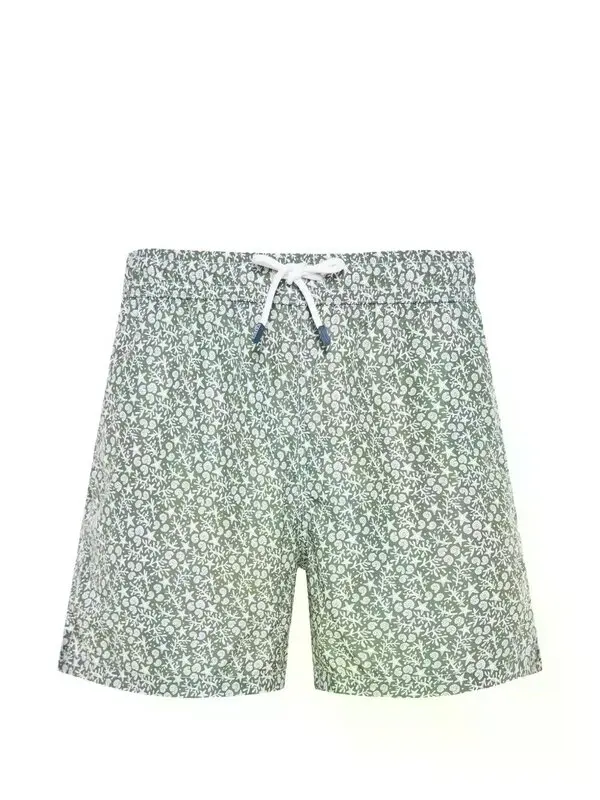 Fedeli Floral-print Swim Shorts - Green