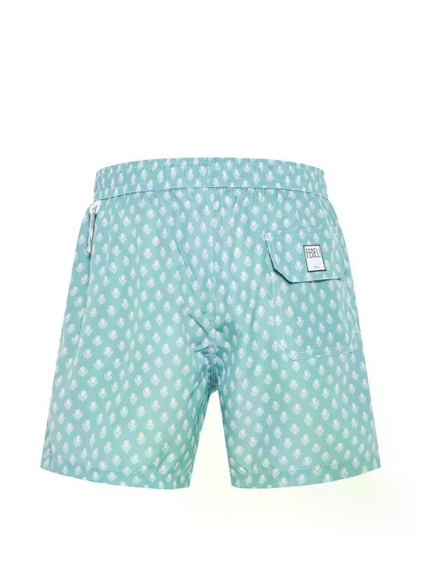 Fedeli Print Drawstring Swim Shorts - Blue
