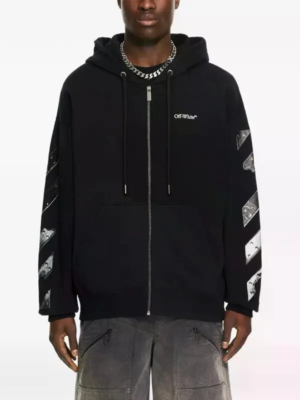 Off-White Arrow Zip-up Hoodie - Black
