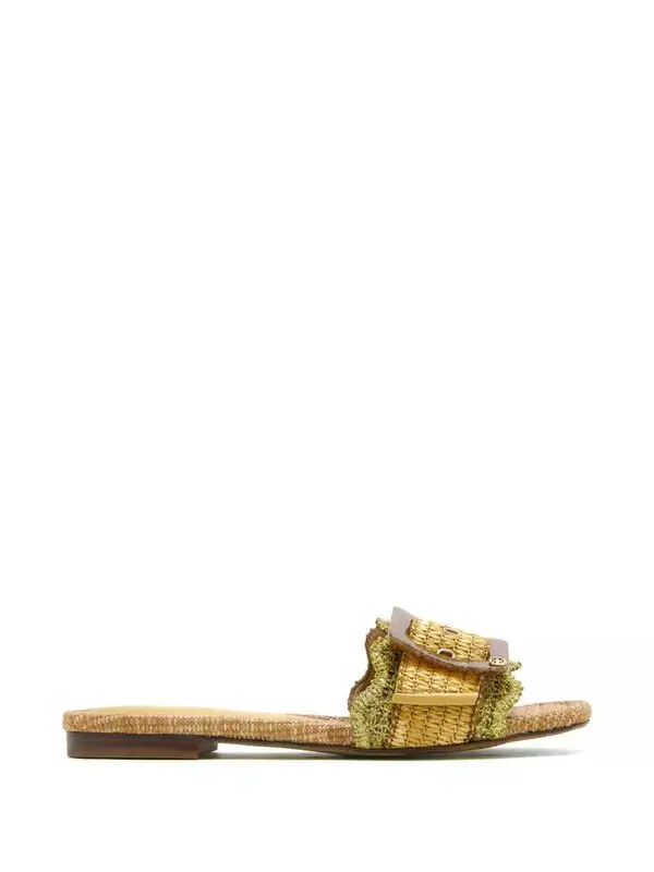 Sam Edelman Buckle Raffia Sandals - Neutrals