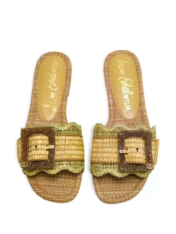 Sam Edelman Buckle Raffia Sandals - Neutrals
