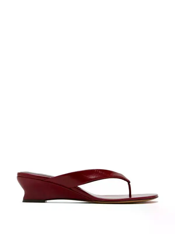 Le Monde Beryl Leather Wedge Sandals - Red