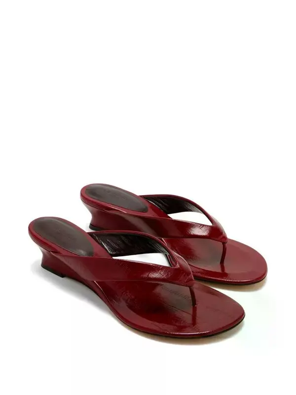 Le Monde Beryl Leather Wedge Sandals - Red