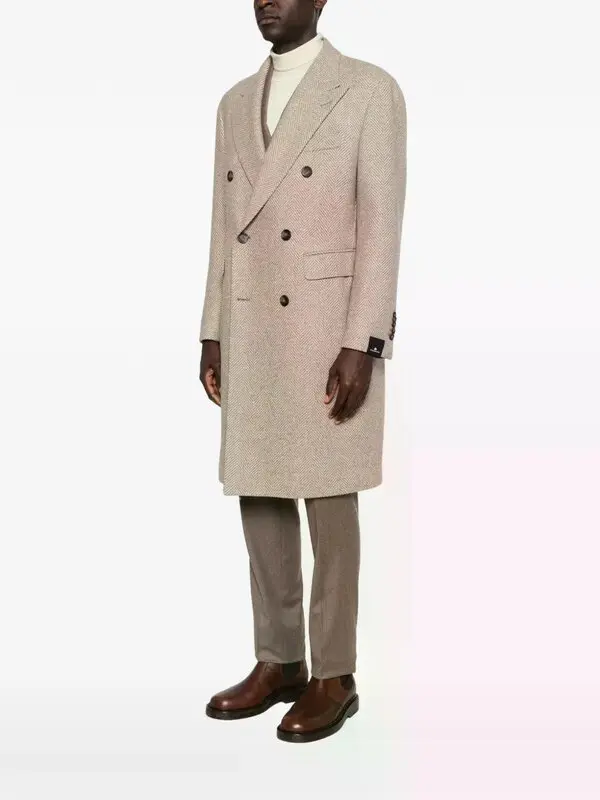 Tagliatore Double-breasted Herringbone Coat - Neutrals
